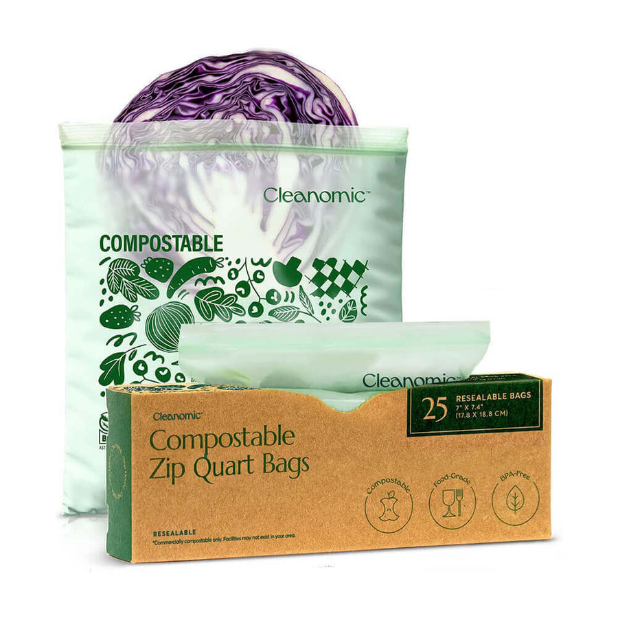 Compostable* Zip Quart Bags – Cleanomic