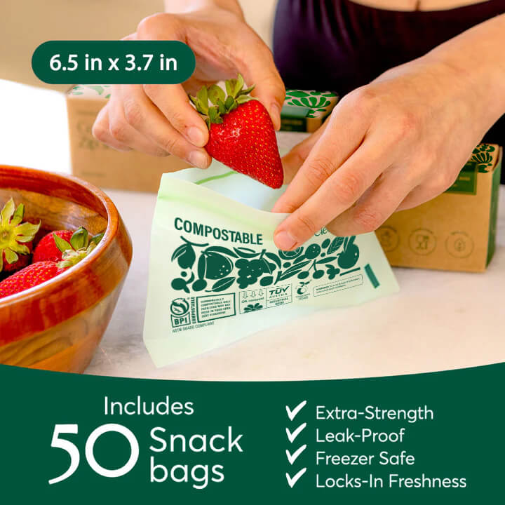 Compostable* Zip Snack Bags – Cleanomic