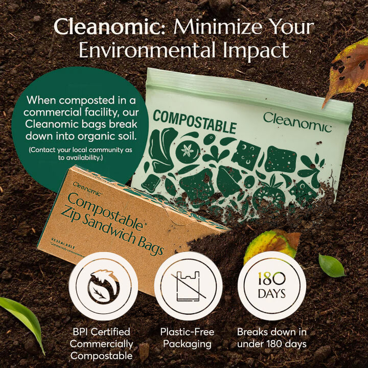 Compostable* Zip Quart Bags – Cleanomic