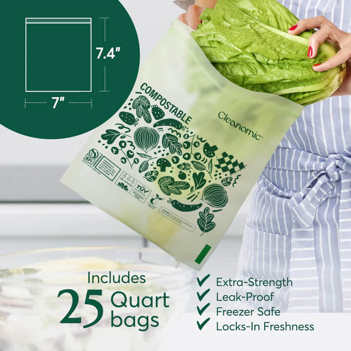 Compostable* Zip Quart Bags – Cleanomic