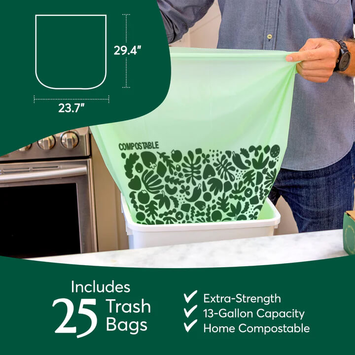 Compostable 13-Gallon Trash Bags – Cleanomic