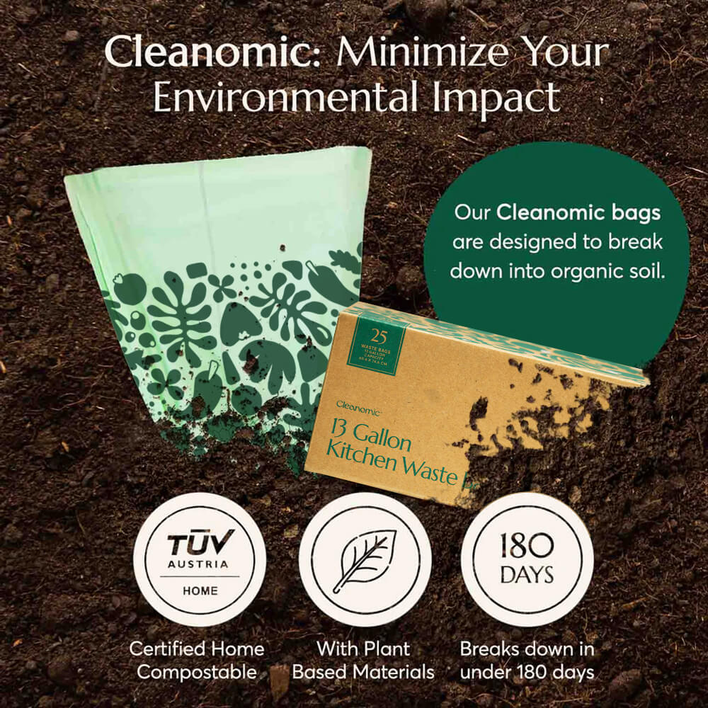 Compostable 13-Gallon Trash Bags – Cleanomic