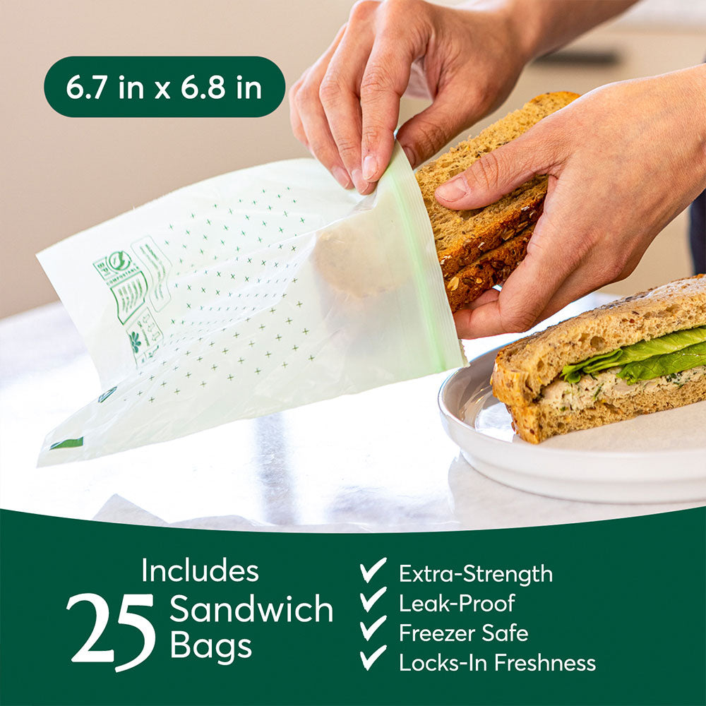 Compostable* Zip Sandwich Bags – Cleanomic