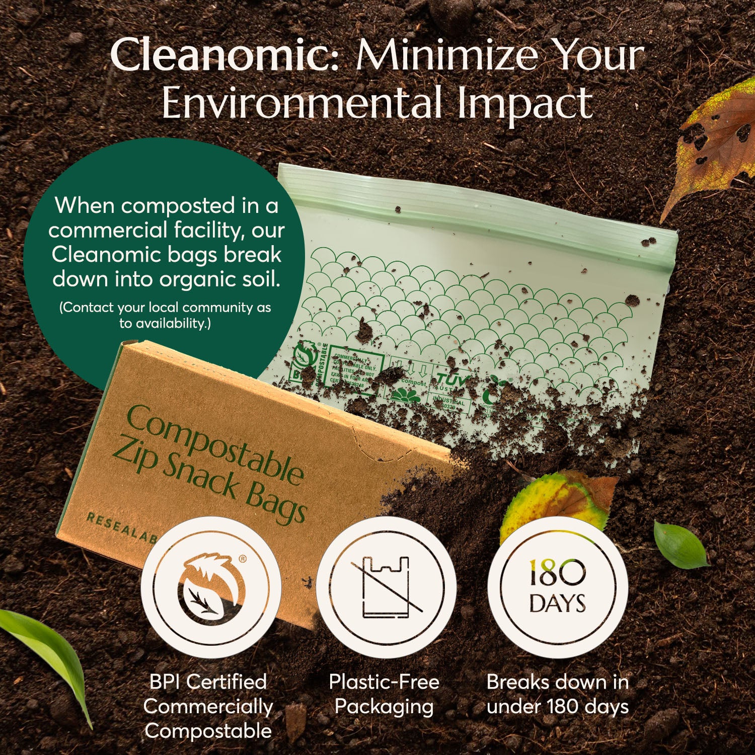 Compostable* Zip Snack Bags – Cleanomic